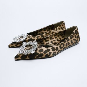 Zara | Shoes | Zara Embellished Leopard Print Ballet Flat Nwt | Poshmark